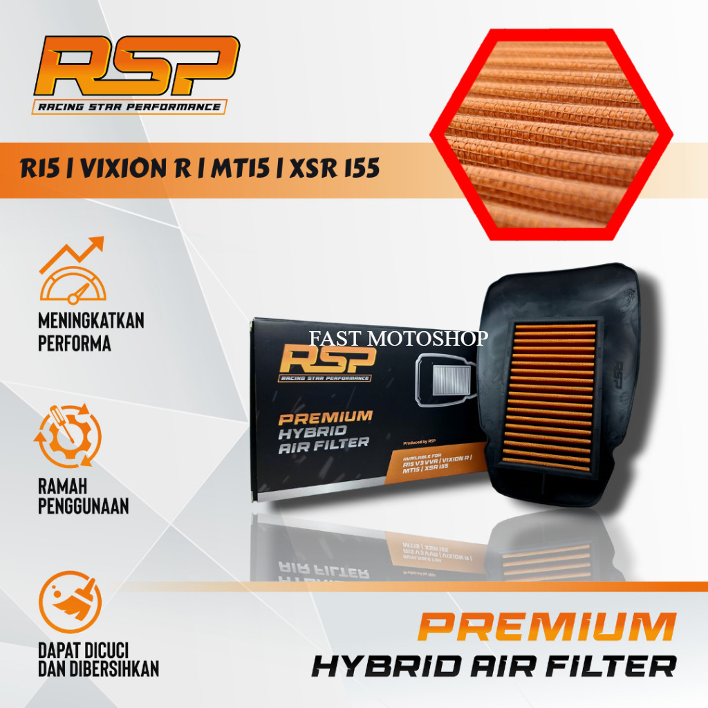 Jual RSP PREMIUM HYBRID AIR FILTER YAMAHA R15 V3 VVA | VIXION R | MT15 ...