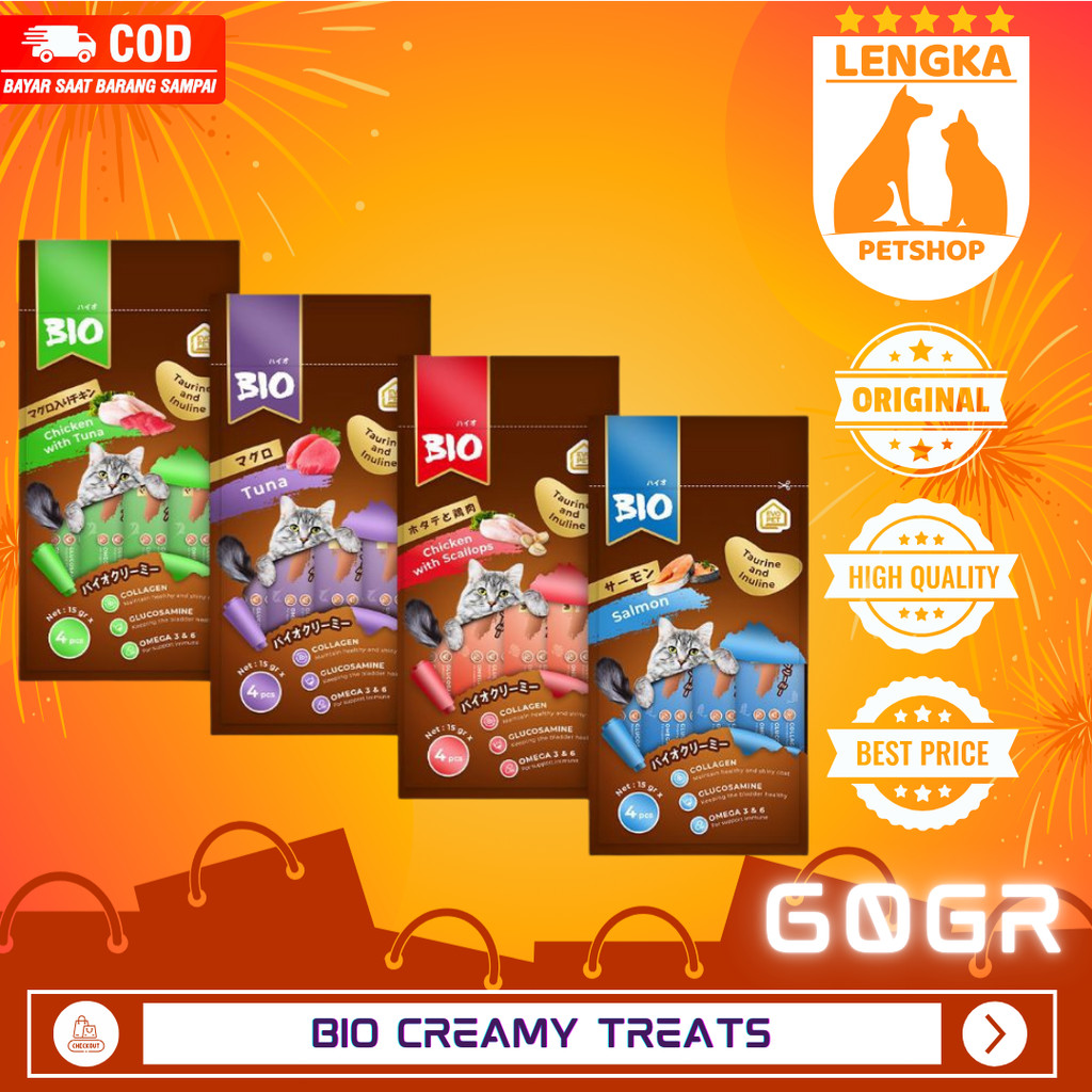 Jual Bio Creamy Treats Snack Kucing 4x15gr snack kucing bio creamy ...