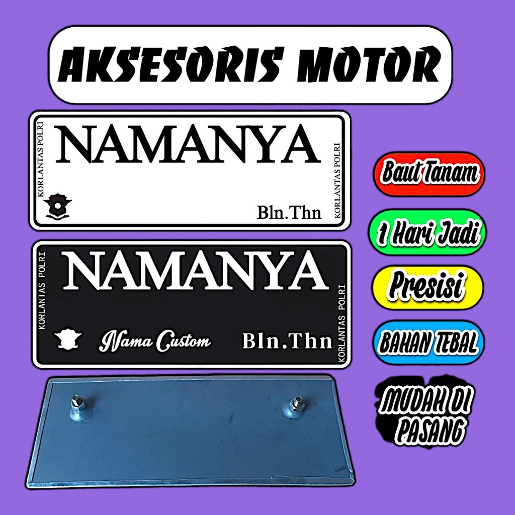 Jual Tanda peringatan motor(plat nomor motor)FONT TERBARU WARNA PUTIH ...