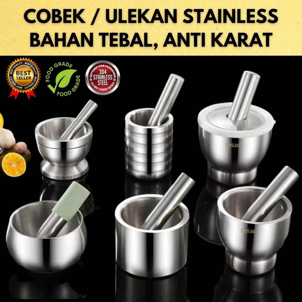 Jual COD【Cobek】Stianless/Penggiling Baja Tahan Karat 304/Penumbuk ...