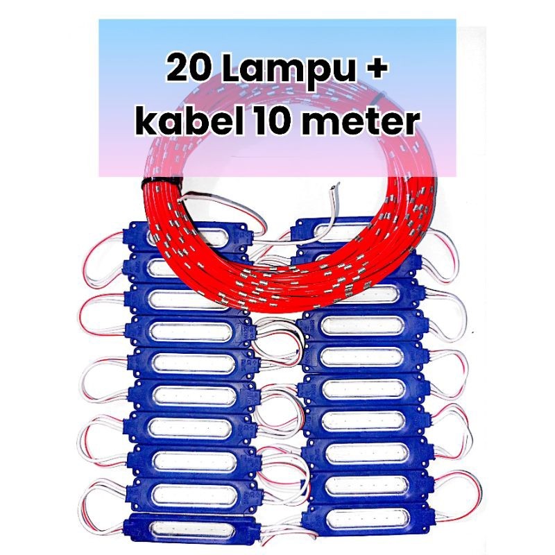 Jual 20 buah lampu LED COB plasma 6 titik 12 volt 24 volt dan kabel ...