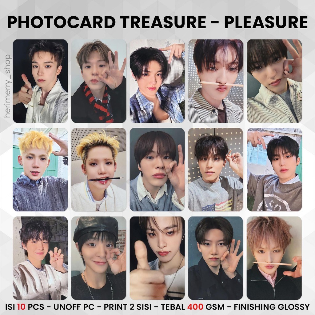 Jual (ISI 10 PCS) Photocard TREASURE PLEASURE YELLOW - PC Premium 2 Sisi Kartu Kpop Merch ...