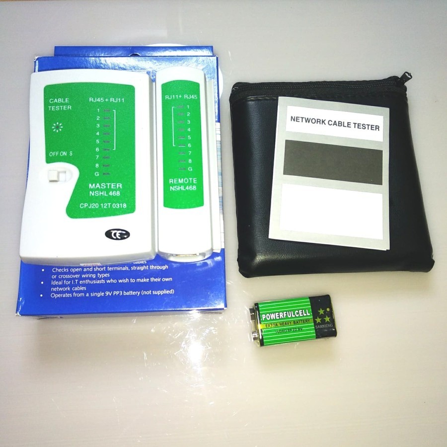 Jual LAN Tester plus baterai Alat Cek Kabel LAN RJ45 + RJ11 Cat5e Cat6 ...
