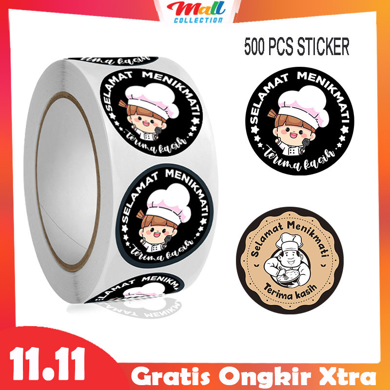 Jual MALL - 500Pcs Stiker Thankyou SELAMAT MENIKMATI Sticker Terima ...