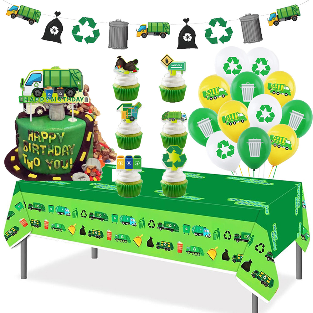 Waste Management Birthday Party Backdrop Decor Garbage Truck Birthday ...