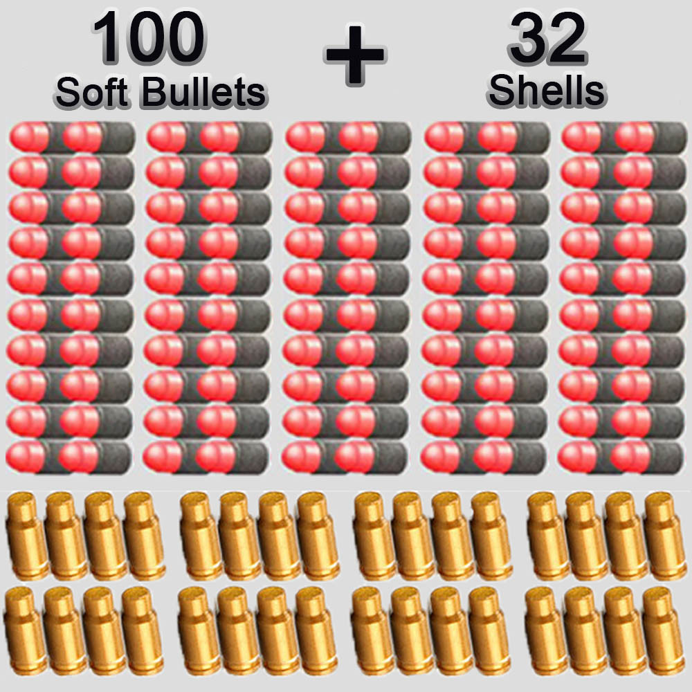 Jual 32 Shells And 100 Soft EVA Bullets For Toy gun Glock Colt 1911 ...