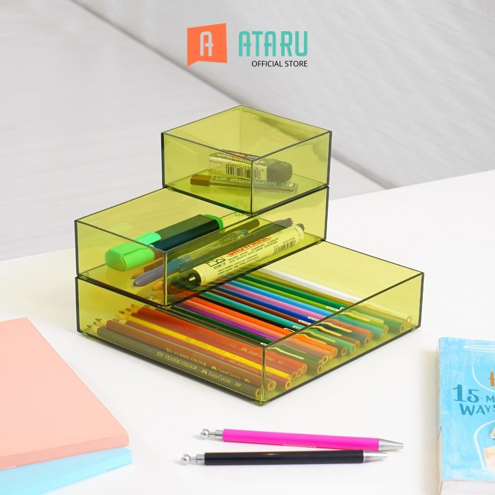 Jual Ataru Kotak Penyimpanan Akrilik Mini - Hijau Desk Storage Box ...