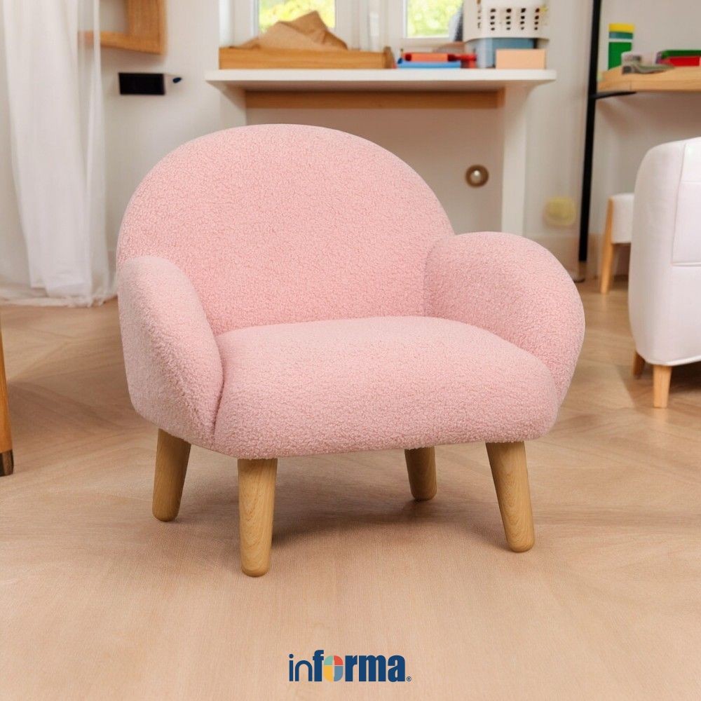 Jual Informa Darla Scandi Sofa Anak Fabric 1 Seater Teddy - Pink Tempat ...