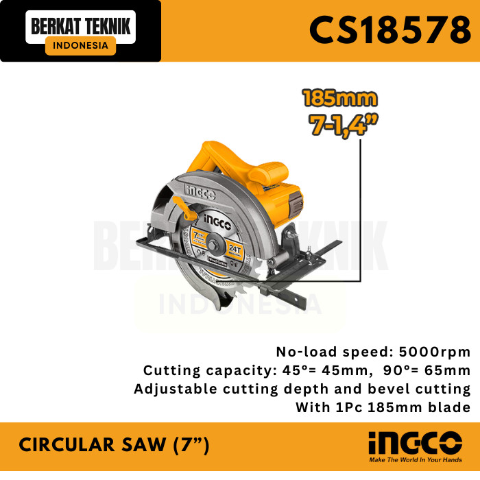 Jual Circular Saw (7”) - Gergaji Putar Kayu Serkel Circle - INGCO ...