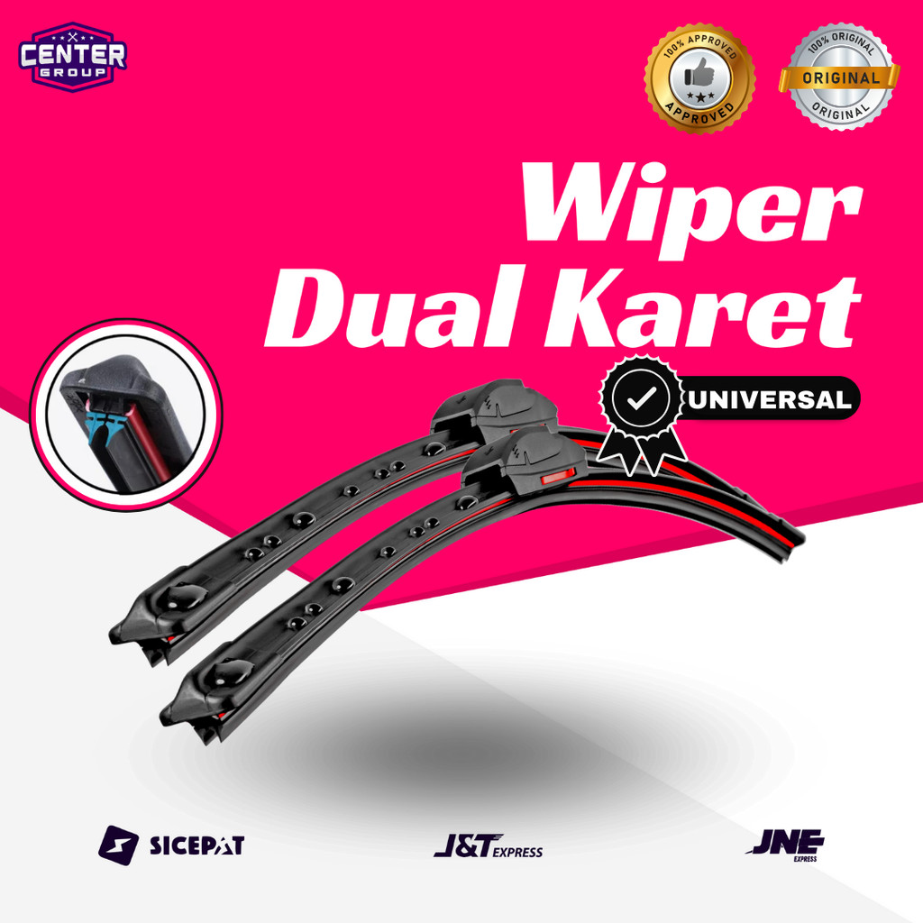 Jual Wiper Mobil 2 Lapis Karet Frameless Model Dual Blade Tanpa Rangka Besi Untuk Semua Jenis ...