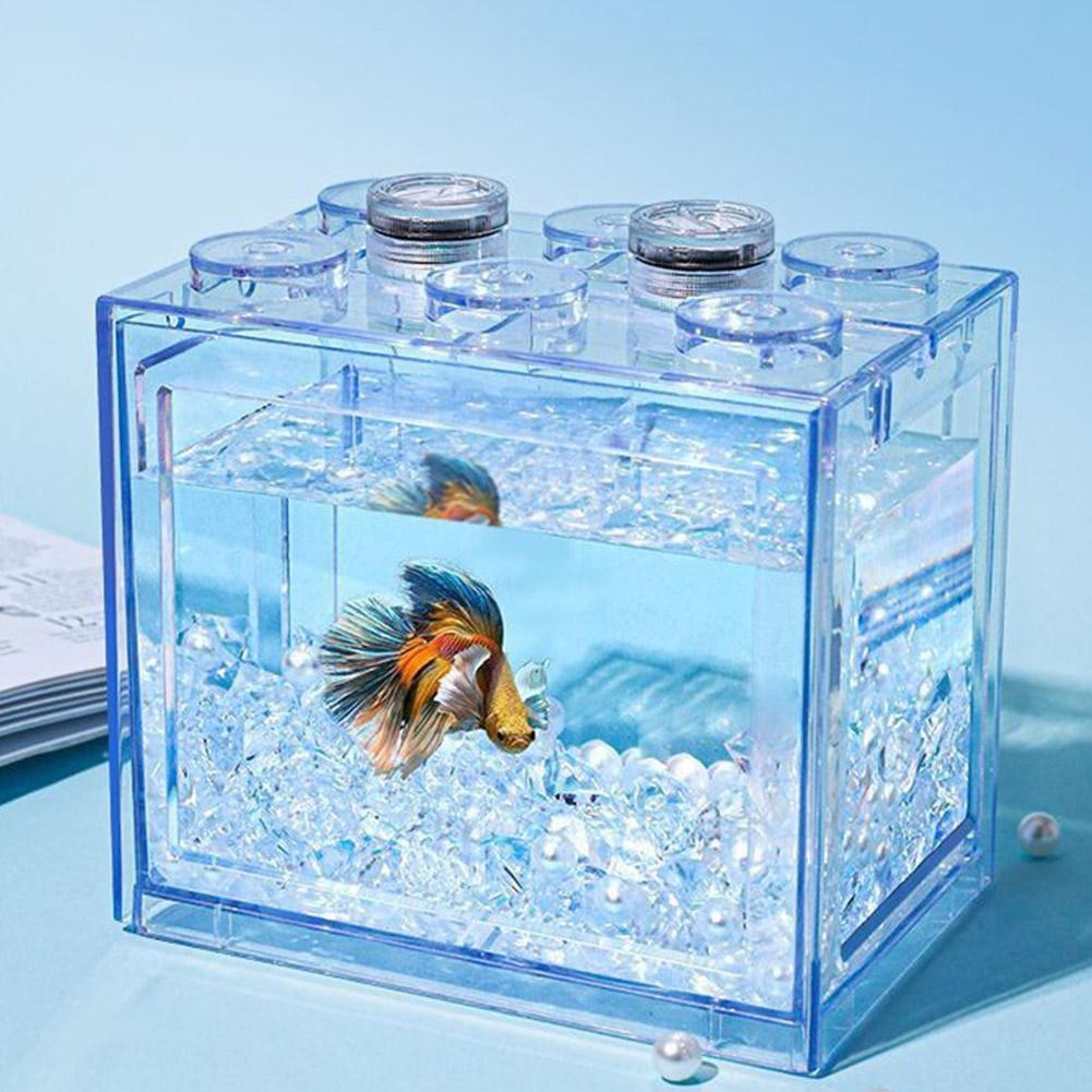 Jual Building Blocks Betta Fish Tank 2024 High Transparent Mini Fish ...