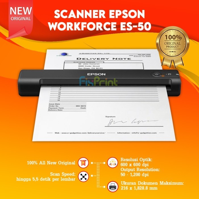 Jual Scanner Epson WorkForce ES-50 Portable Sheetfed Document Scanner Brother DS-640 Compact ...