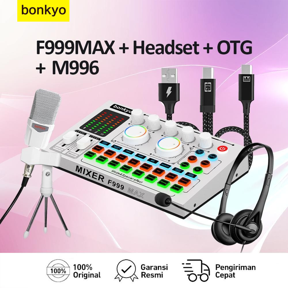 Jual Bonkyo F999MAX SET sound card live broadcast equipment full set ...