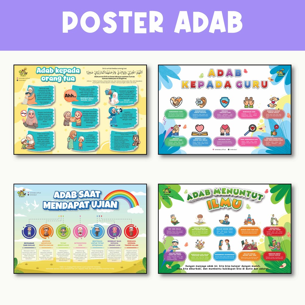 Jual Poster SERI ADAB Edukasi Anak islam muslim islami Adab Kepada Guru ...