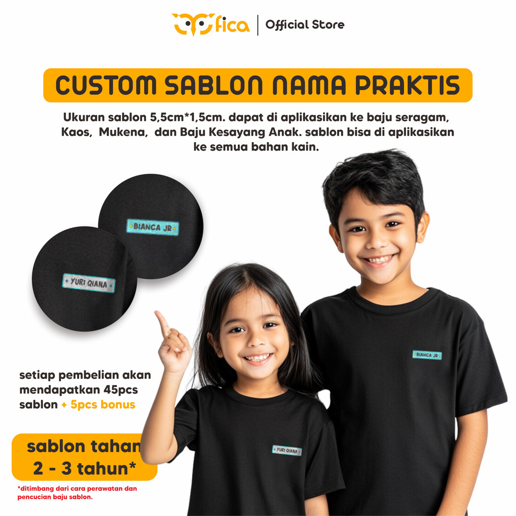 Jual FICA - Label Nama Stiker Nama Anak Variasi Kotak Berbagai Variasi ...