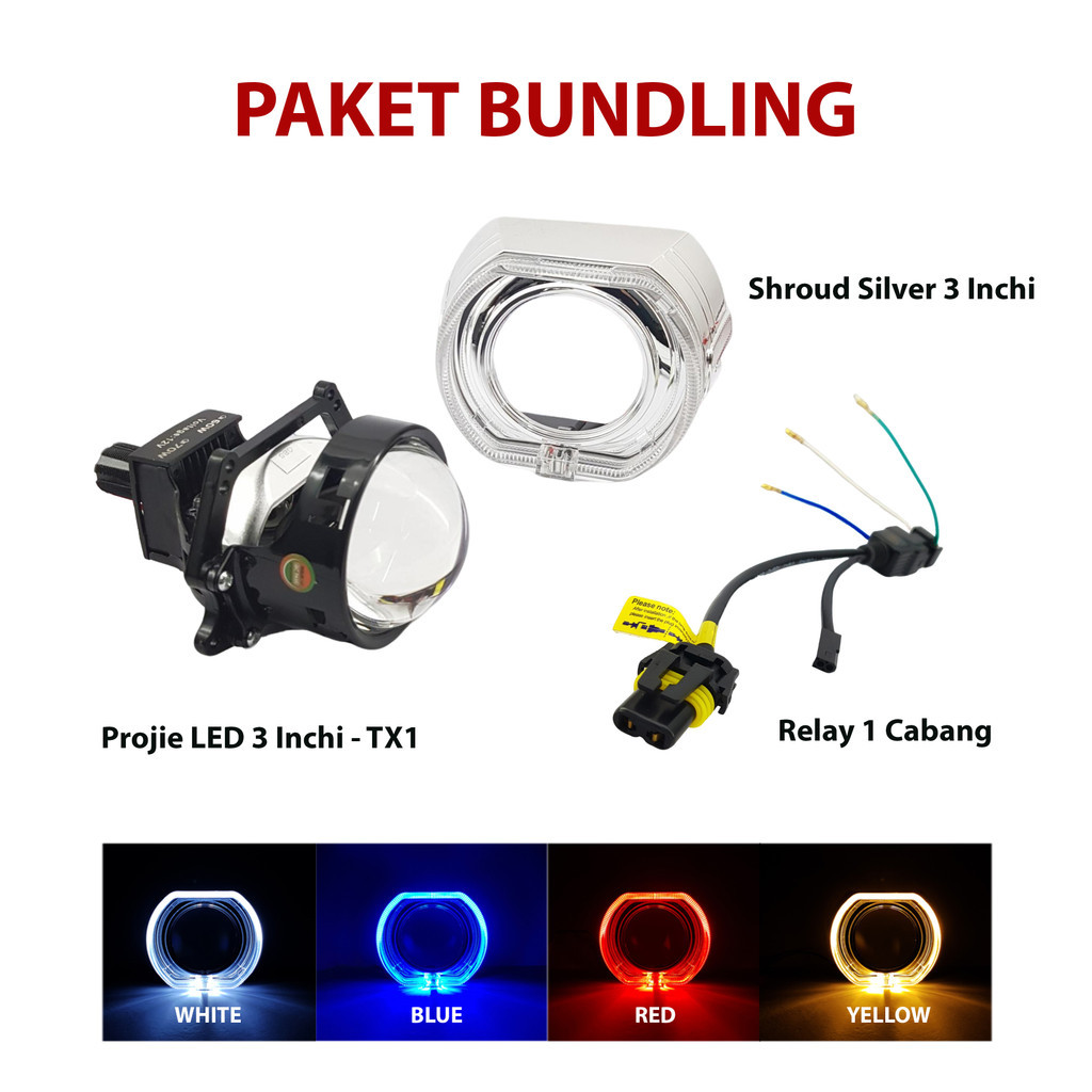 Jual Paket Bundling Projie Blue Lens 3 Inch 70W TX1 dengan Shroud dan ...
