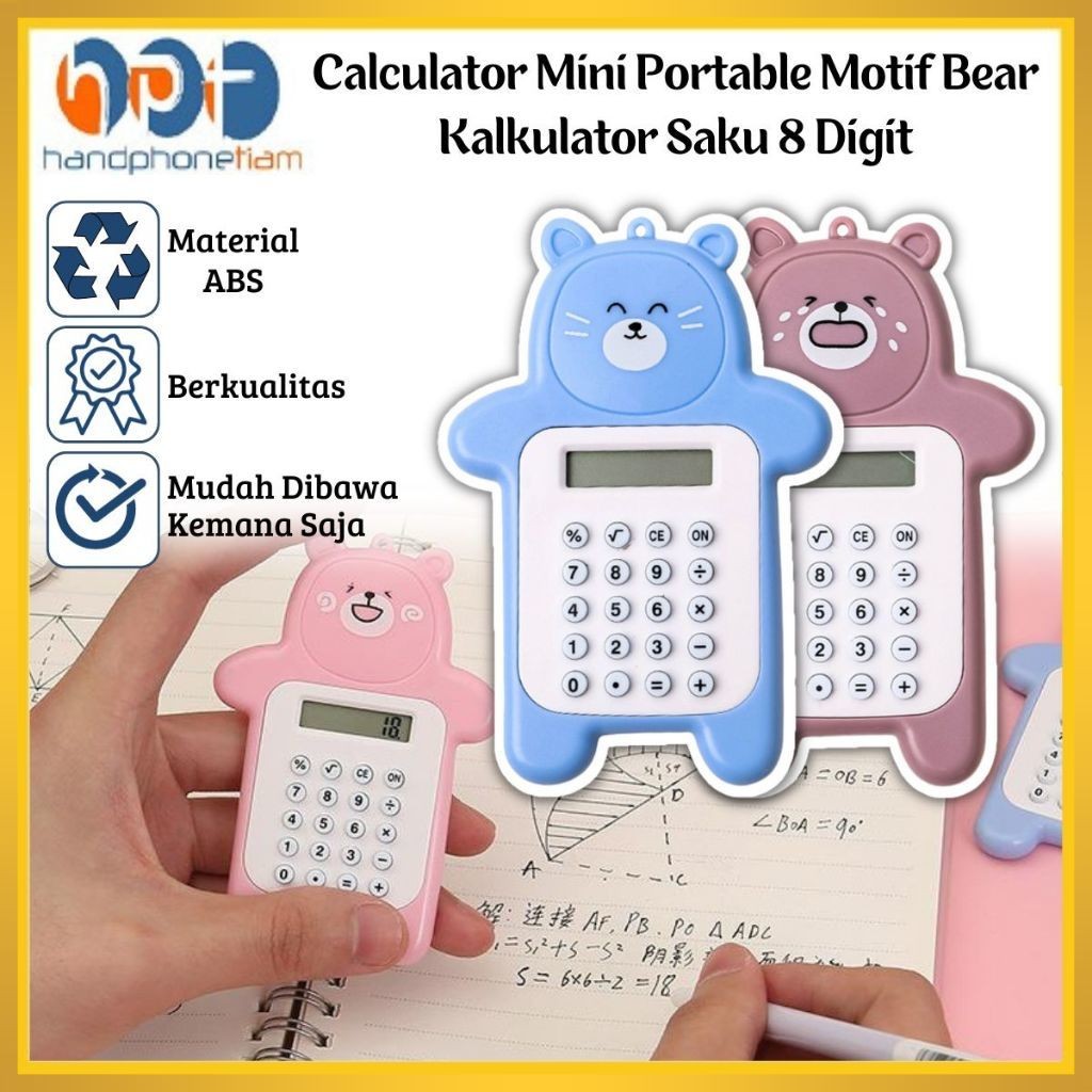 Jual Calculator Mini Portable Motif Bear/Kalkulator Saku 8 Digit Travel ...