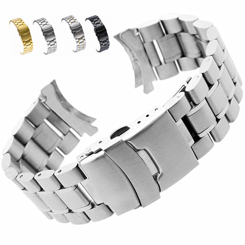 Jual 18/20/22/24mm Stainless Steel Solid Watch Strap Arc/Straight End ...