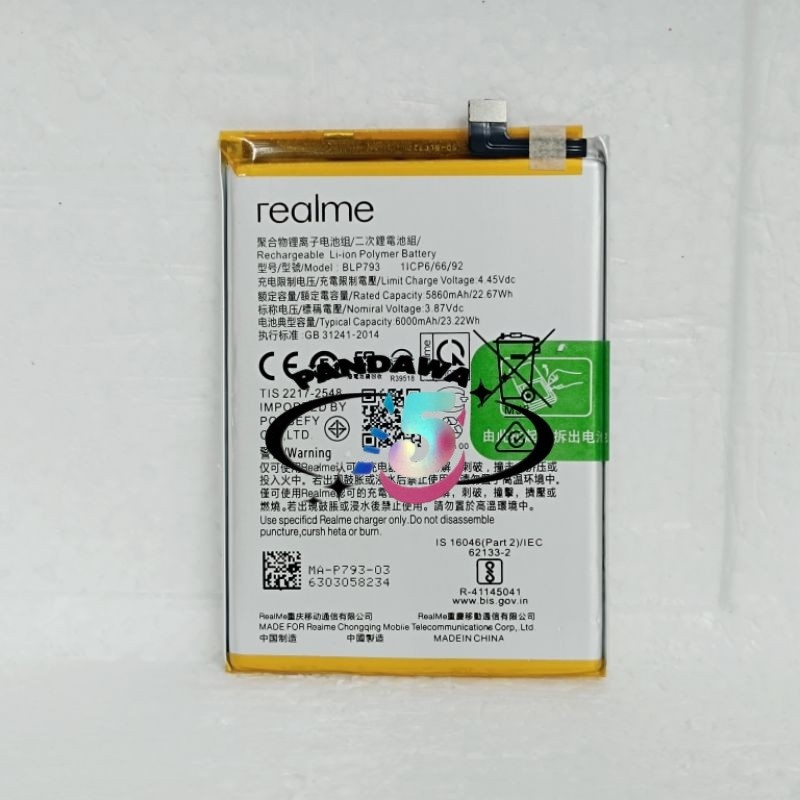 Jual BATERAI BATRE REALME NARZO 20 NARZO 30A BLP793 ORIGNAL | Shopee ...