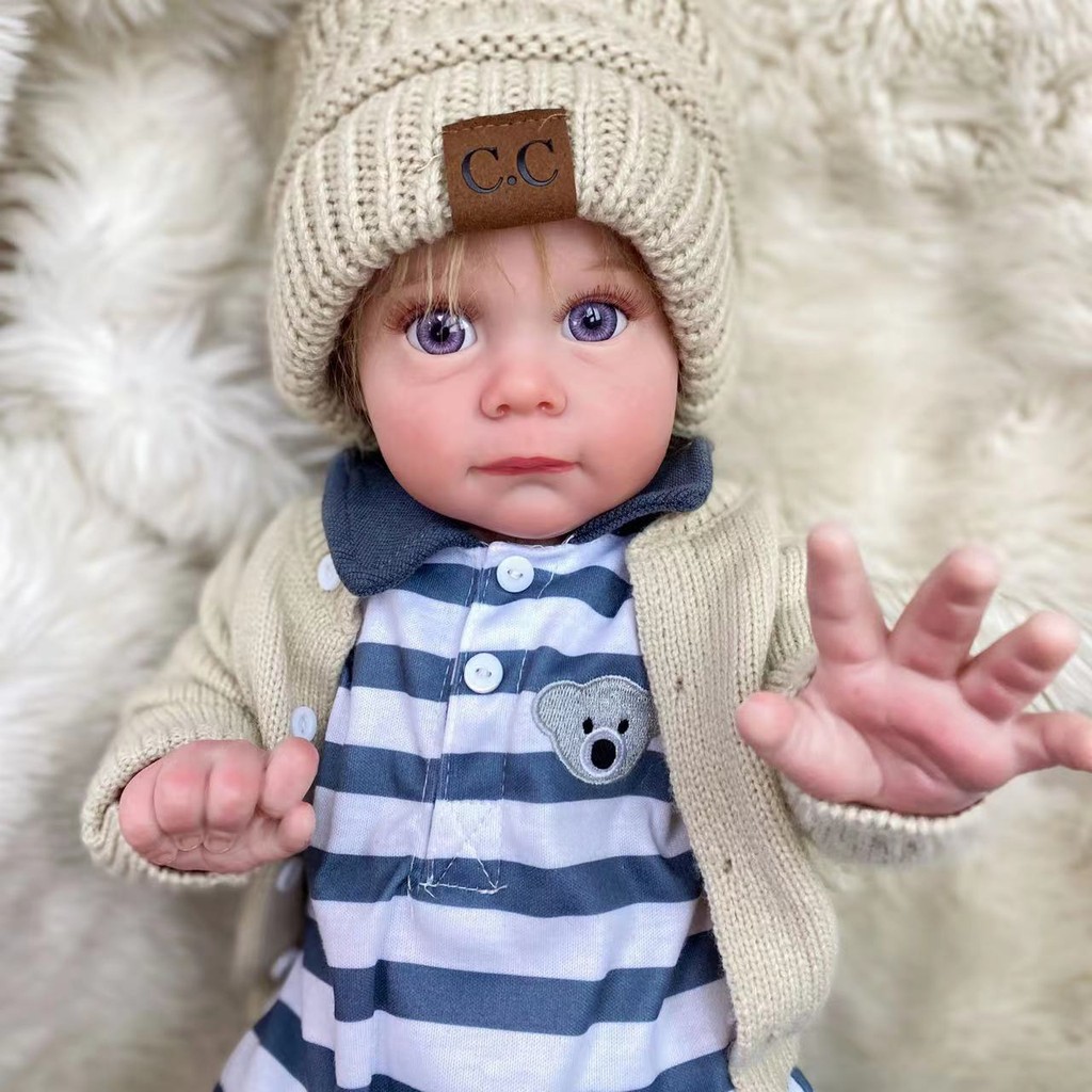 Jual 22 inch Maggie Reborn Boy Handsome Bebe Reborn Doll with Rooted ...