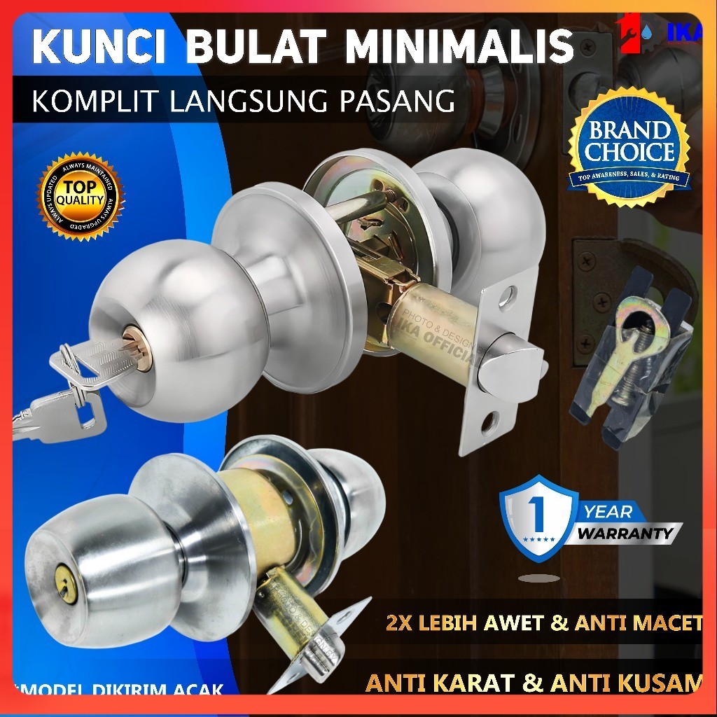 Jual Kunci Bulat Kamar Mandi Kunci Pintu Bulat Gagang Handle Pintu ...