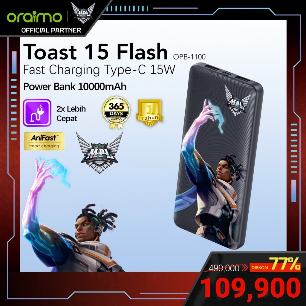 Jual Oraimo Powerbank Mobile Legends OPB-1100 MPL Kapasitas Nyata Real ...