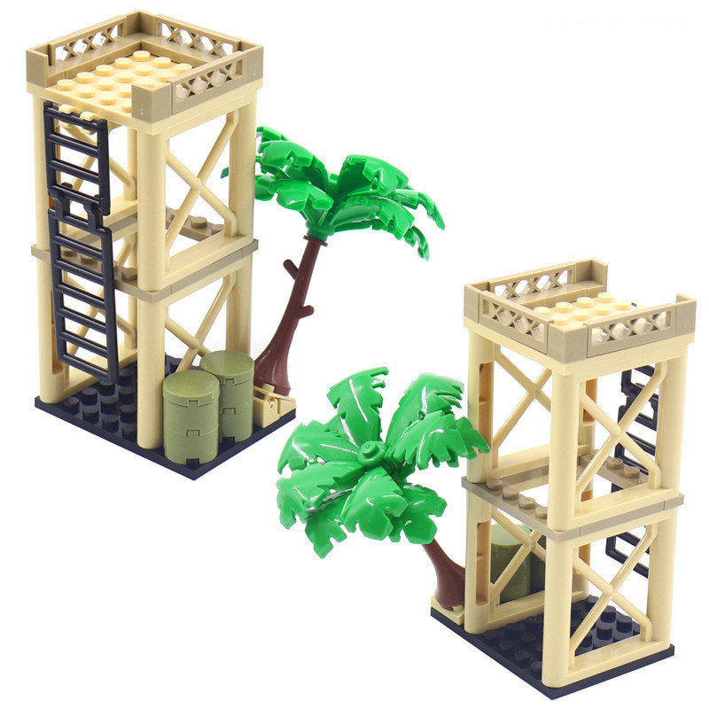 Jual Hot MOC World Sentry Post Lookout Tower Tree War Scene Military ...