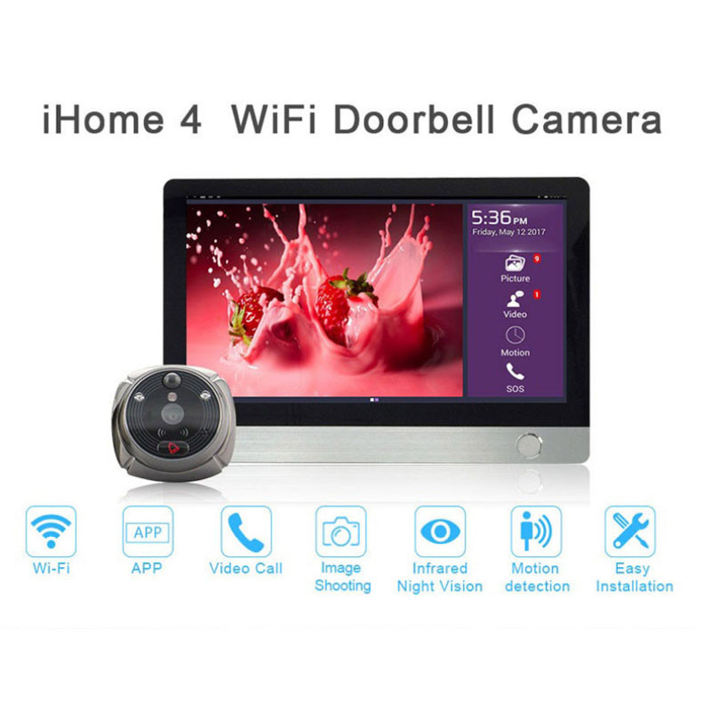 Jual Rollup Ihome4 Smart Home Intercom Door Viewer Peephole Wireless ...