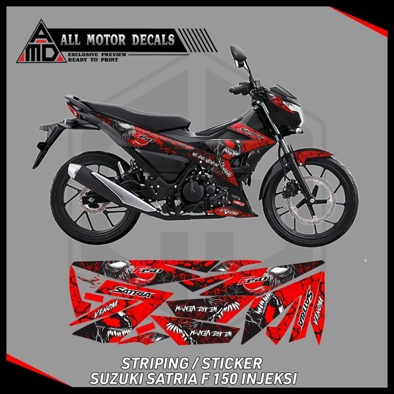 Jual Striping Suzuki Satria F 150 Injeksi Livery Venom / Sticker Motor ...