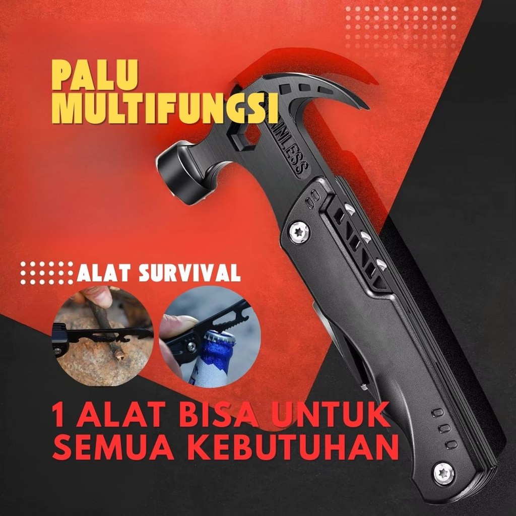 Jual Palu MULTIFUNGSI Tang Lipat Pisau Axe Hammer Alat Survival Tools ...