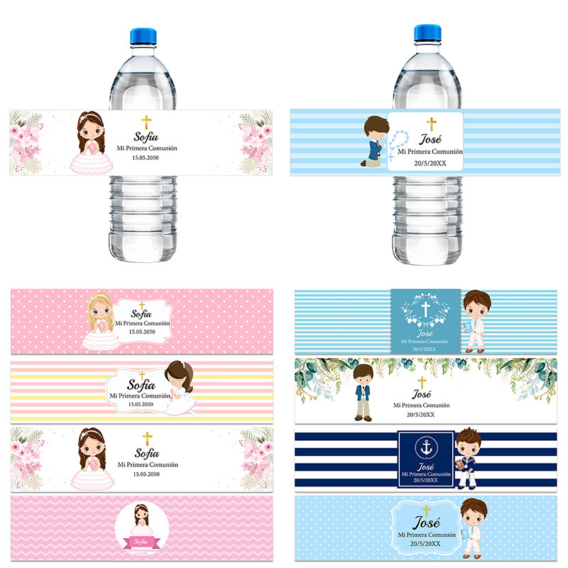Jual 30pcs Custom Boys Girls Mi Primera Comunión Decor Water Bottle ...