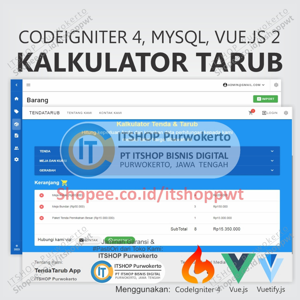Jual Source Code Aplikasi Web Kalkulator Harga Tenda Tarub Codeigniter ...