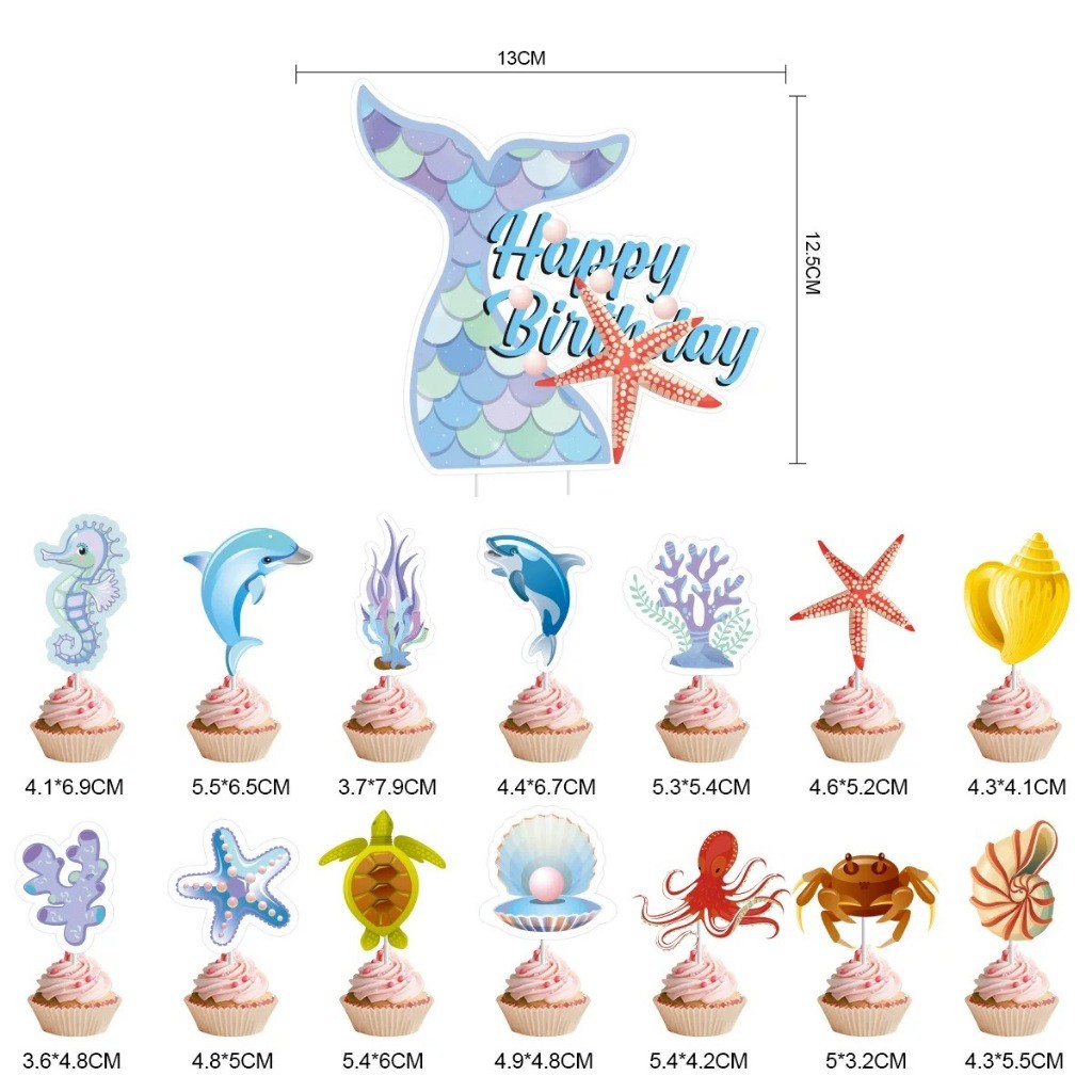 Jual CAKE TOPPER SEAWORLD underwater mermaid ariel the little mermaid ...