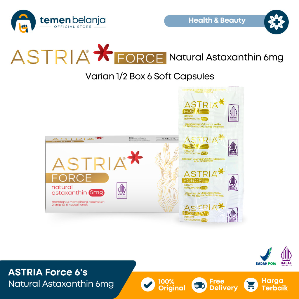Jual [ TERLARIS ] ASTRIA Force Antioksidan Natural Astaxanthin 6 mg ...