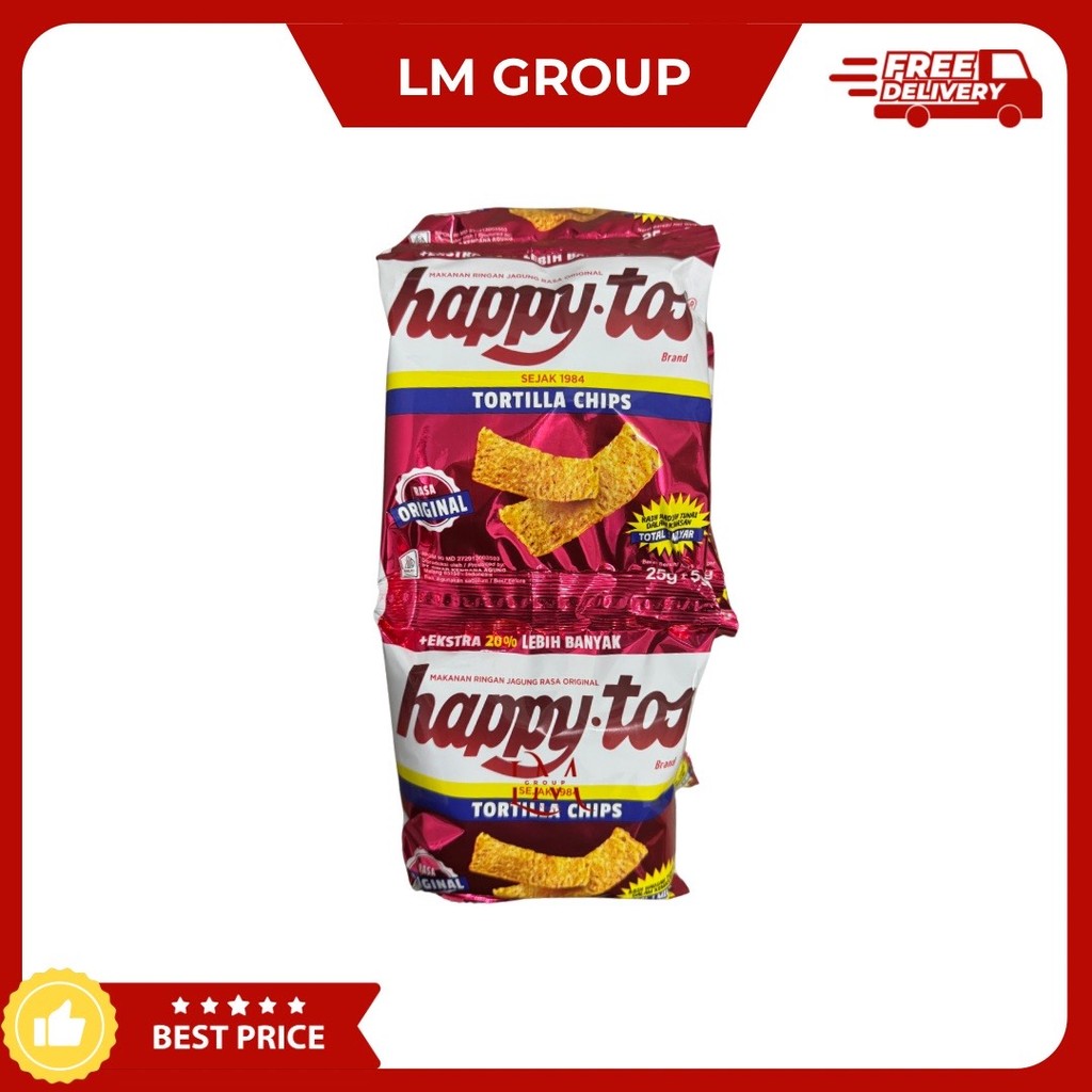 Jual Happy Tos Tortilla Chips Original 1 Renceng isi 10 pcs 25gr ...