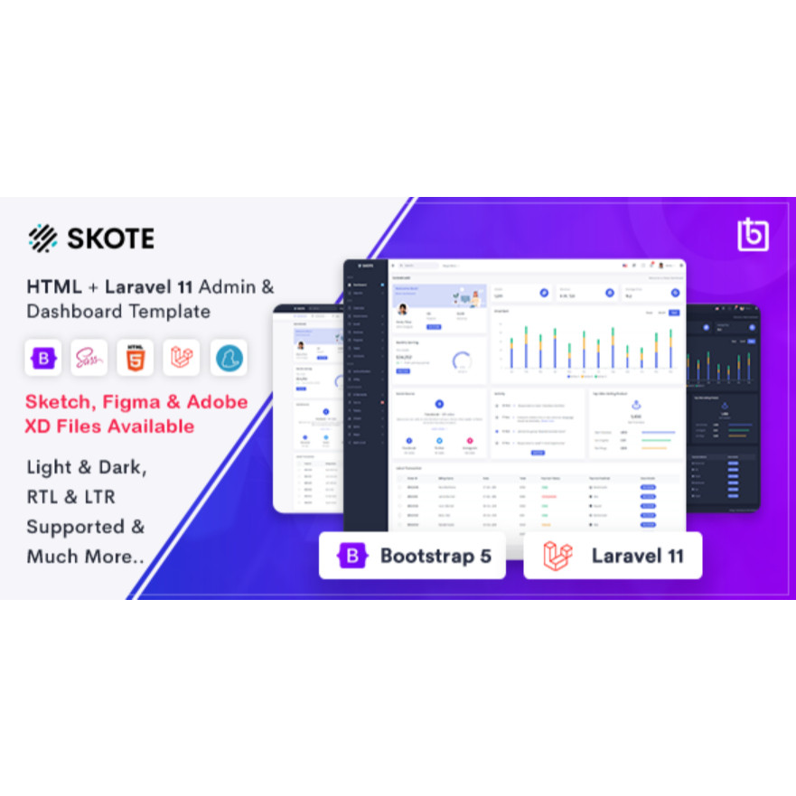 Jual Skote v4.2.3 - Premium Admin Dashboard Template (HTML, Laravel 11, Figma) | Shopee Indonesia