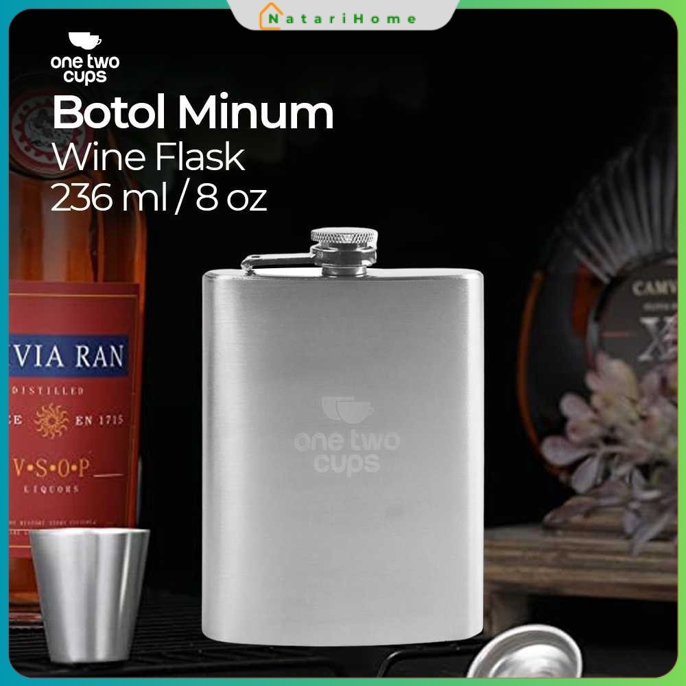 Jual One Two Cups Botol Minum Wine Bir Hip Flask Stainless Steel 8oz ...