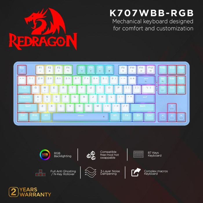 Jual Redragon Wired Gaming Mechanical Keyboard RGB - K707WBB-RGB | Shopee Indonesia