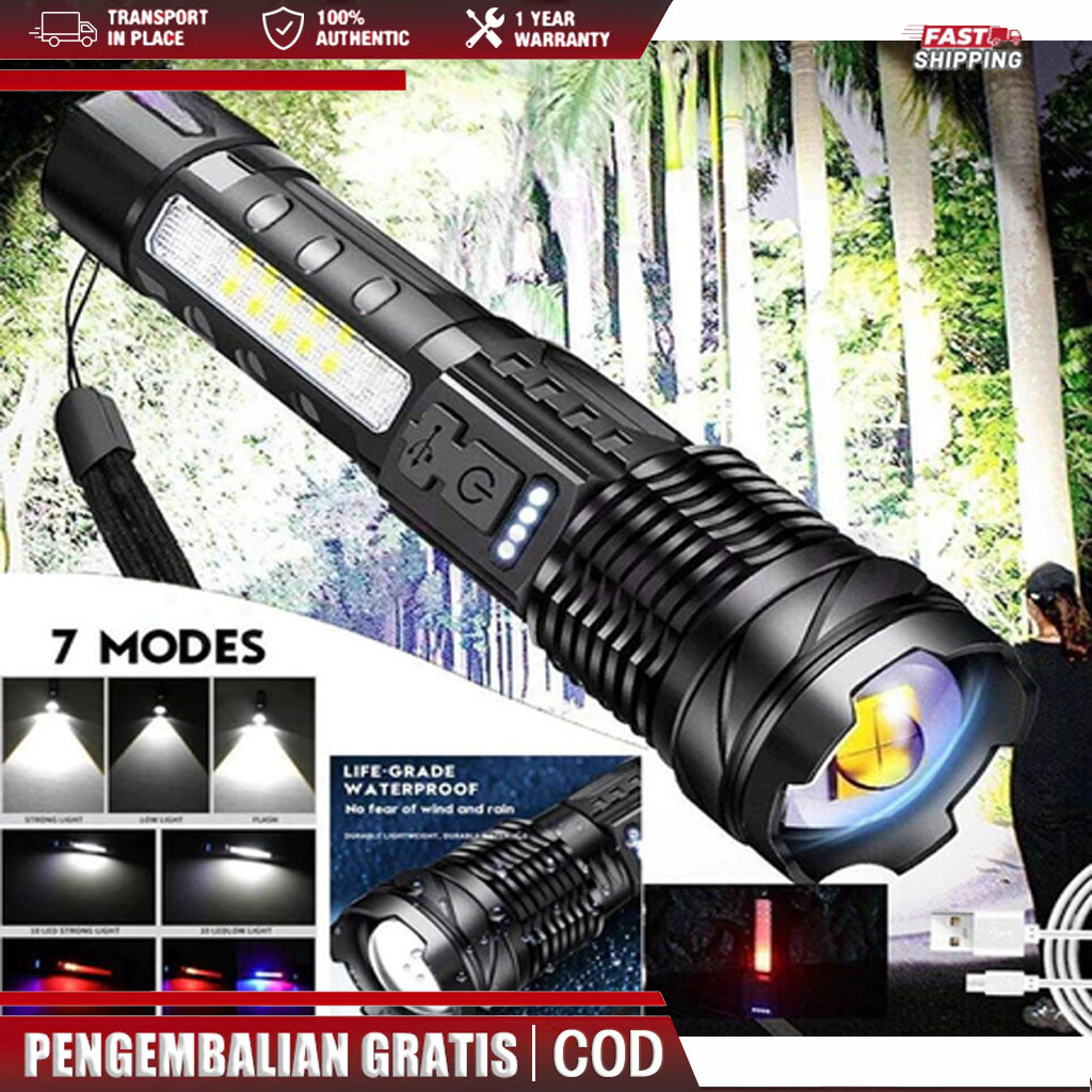 Jual [Rintisanlaut] Senter Swat Police Terbaik / zoom 7 mode cahaya senter/Senter Led ...