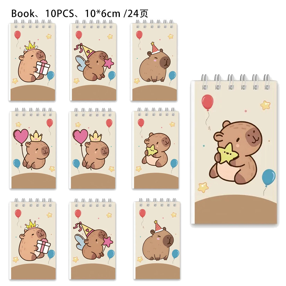 Jual 10pcs Cartoon Capybara Theme Mini Spiral Pocket Notebooks Memo Pad ...