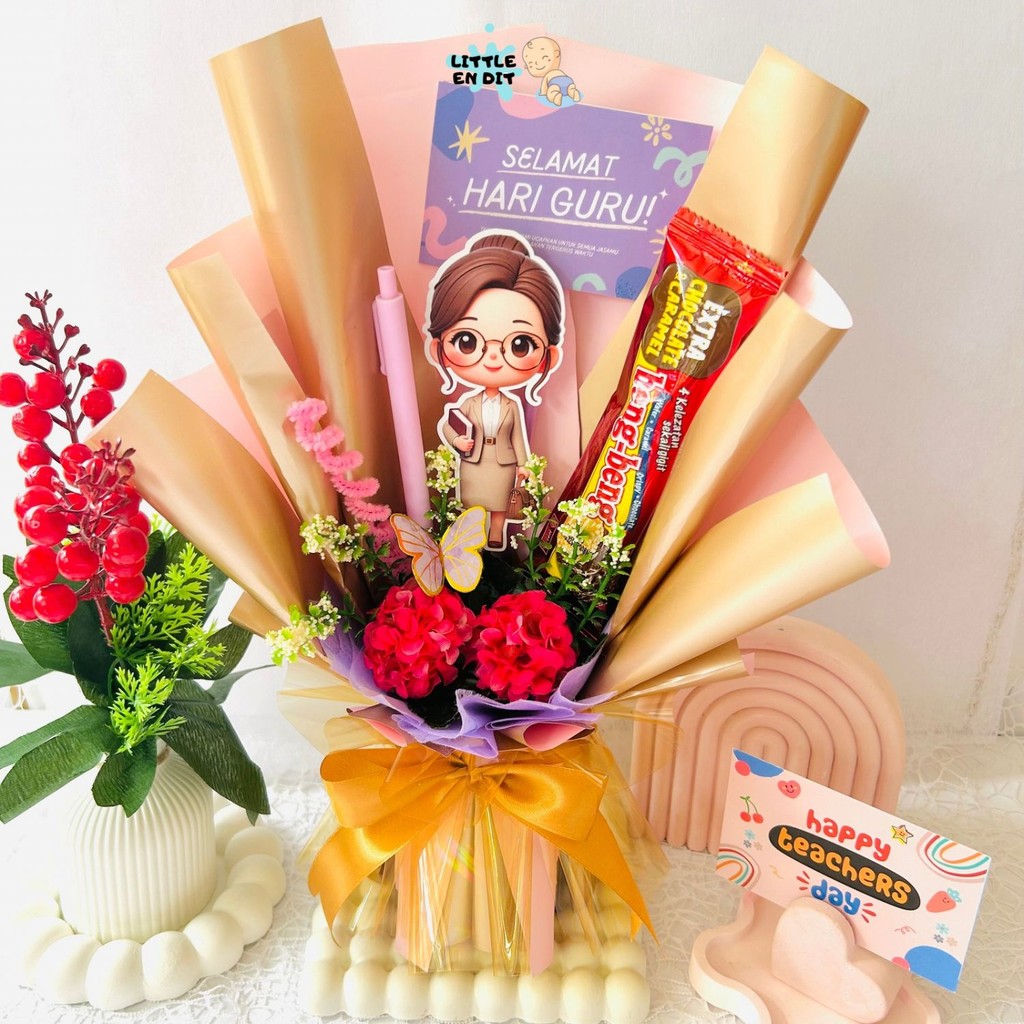 Jual Littleendit BK09 Buket Hari Guru/ Bucket Bouquet Hari Guru/ Bunga ...