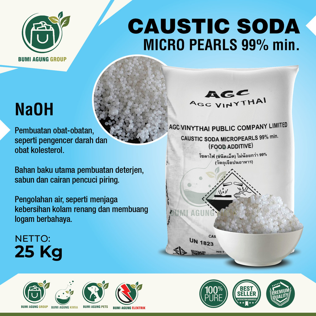 Jual 25kg Caustic Soda Micropearl (Soda Api / NaOH) 99% ex AGC Thailand 25 Kg | Shopee Indonesia
