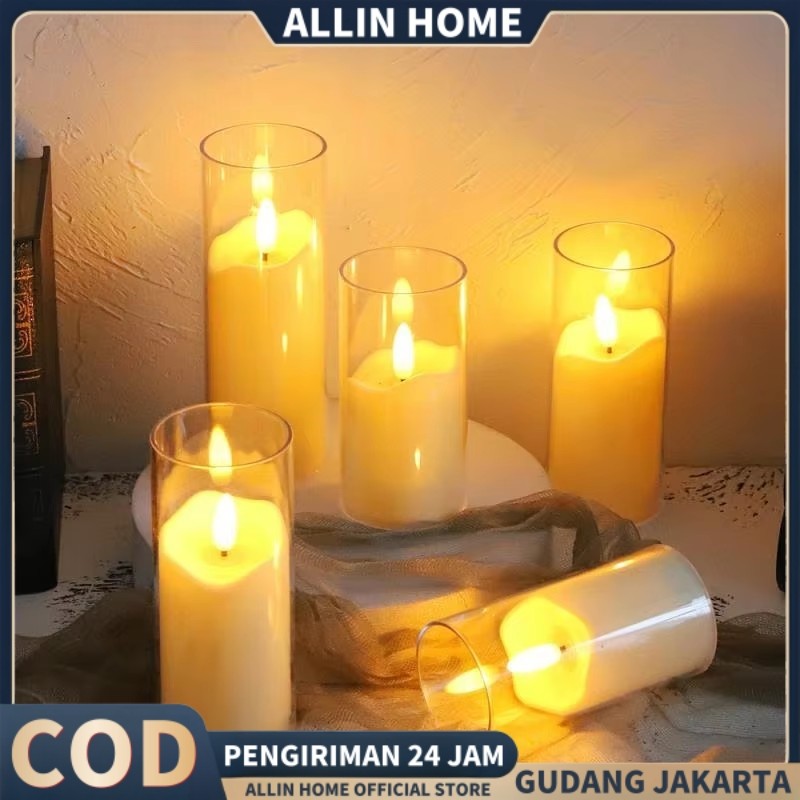 Jual 3Pcs Lilin LED Premium Akrilik Aesthetic Candle Smokeless Hiasan ...