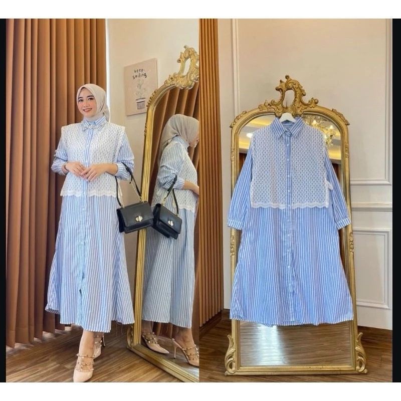 Jual BEFAST - ZSO DRESS STRIPE WANITA LOLA / AVISKA RETA YUNDA / MIDI DRESS KATUN SALUR STRIP ...