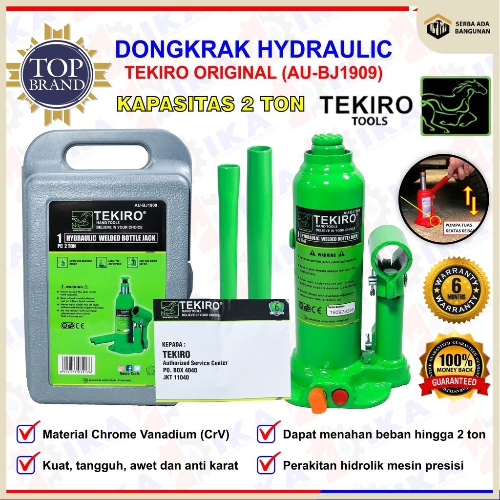 Jual TEKIRO Dongkrak Botol 2 TON / Hydraulic Welded Bottle Jack AU ...