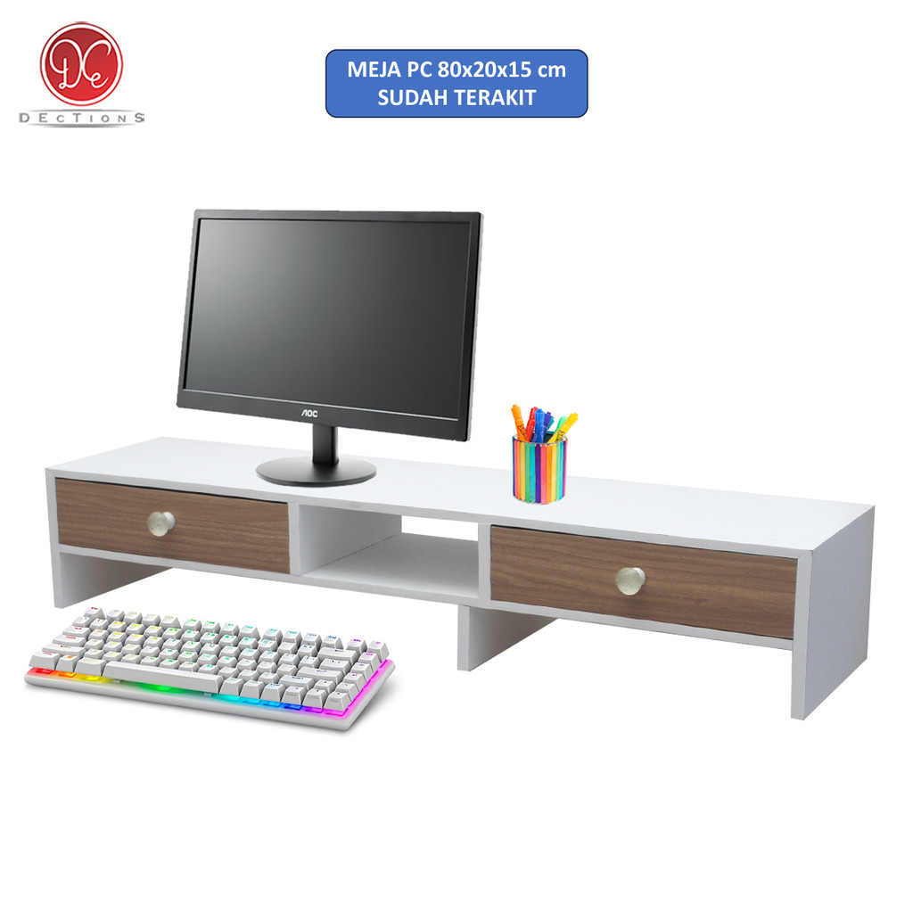 Jual Dections Meja Monitor Dudukan Komputer Minimalis 2 Laci Bahan Kayu ...