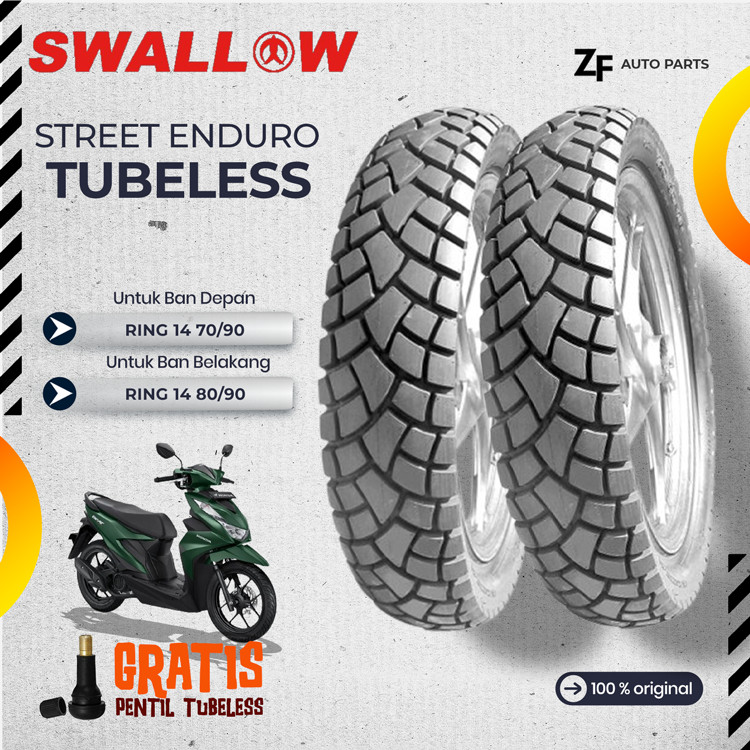 Jual BAN MOTOR MATIC SWALLOW STREET ENDURO Ring 14 70/90 80/90 90/90 ...
