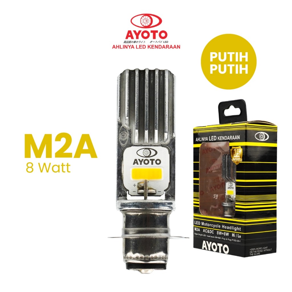 Jual LAMPU DEPAN LED AYOTO TYTO H6 M2A 2 SISI SUDAH AC DAN DC SINAR PUTIH LED SOKET H6 PREMIUM ...