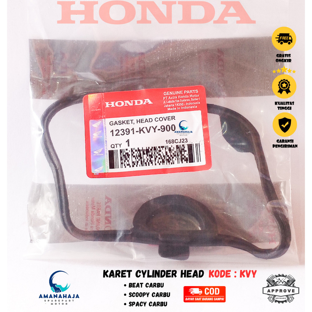 Jual ( GARANSI ) ORI KARET HEAD MOTOR HONDA BEAT (KVY) | SPAREPART ...