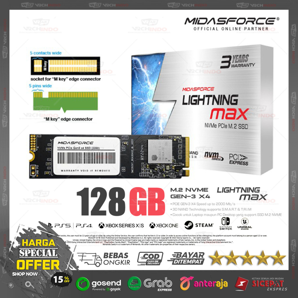 Jual SSD NVMe M.2 128GB Midasforce Lightning Max - SSD NVME M2 Midas ...